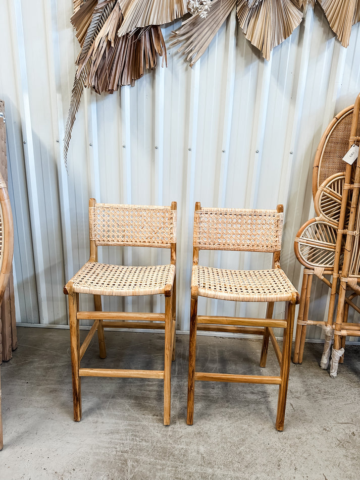 Luna High Back Teak Stool